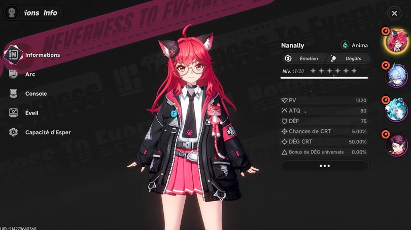 Build Nanally NTE : Capacités, Arcs, Réaction, Teams - Mobi.gg
